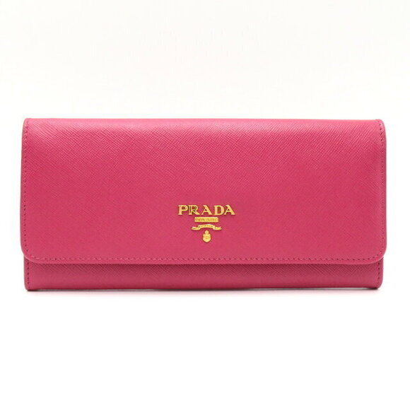 Prada | Bags | Prada Saffiano Leather Zip Over Bifold Wallet Pink ...